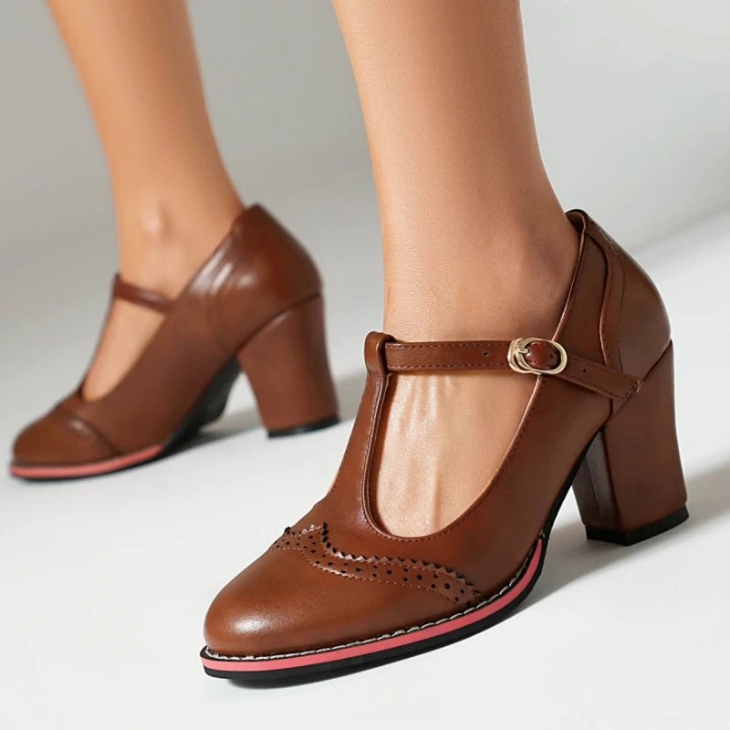 T-strap High Heel Pumps – Chloe and Liam